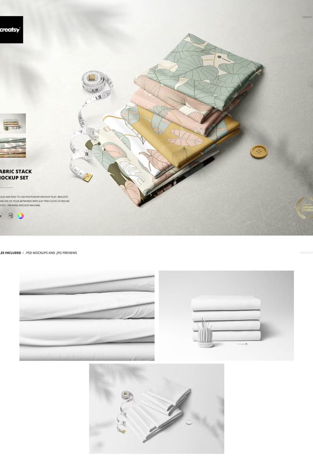 Fabric Stack Mockup Set - The Danny - Mockup Design Resources