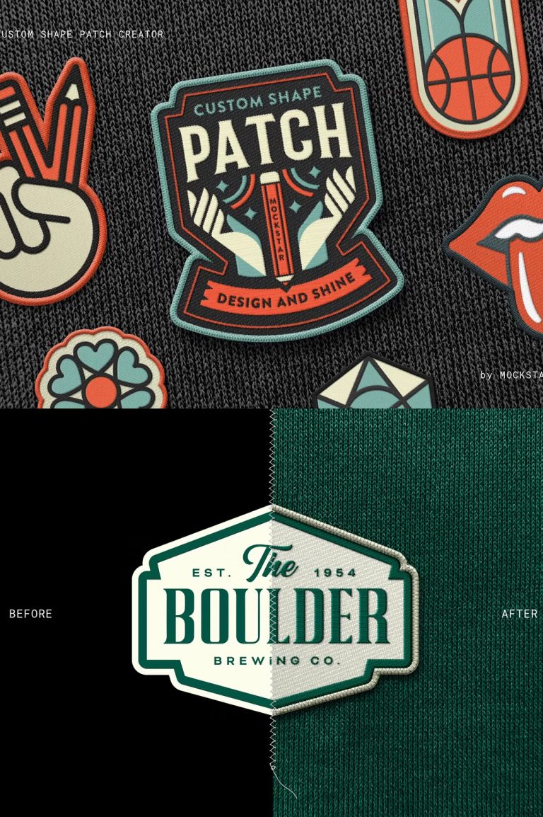 Custom Shape Embroidery Patch Mockup - The Danny - Mockup Design Resources