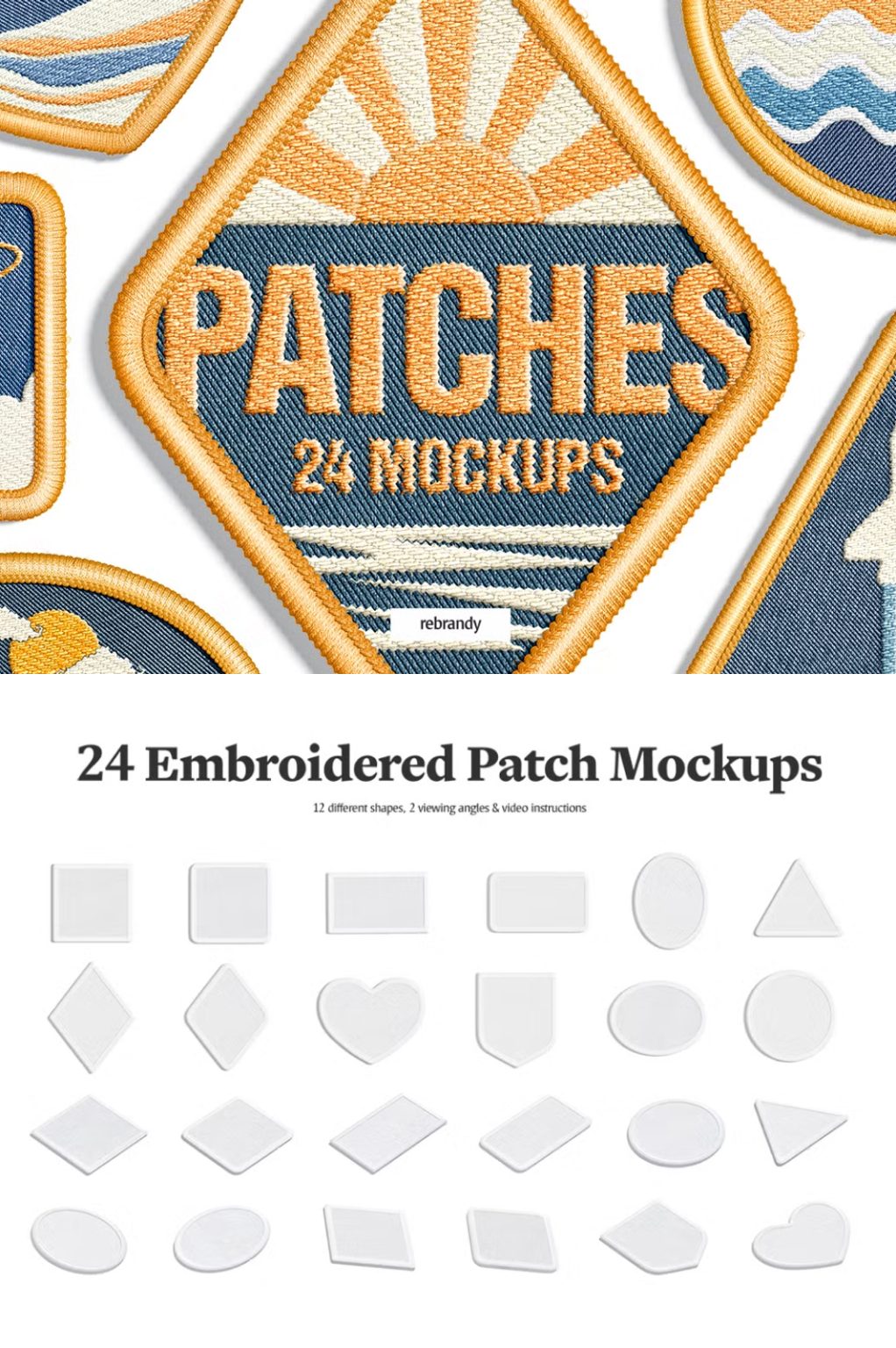 Embroidery Effect Patch Mockups Set - The Danny - Mockup Design Resources
