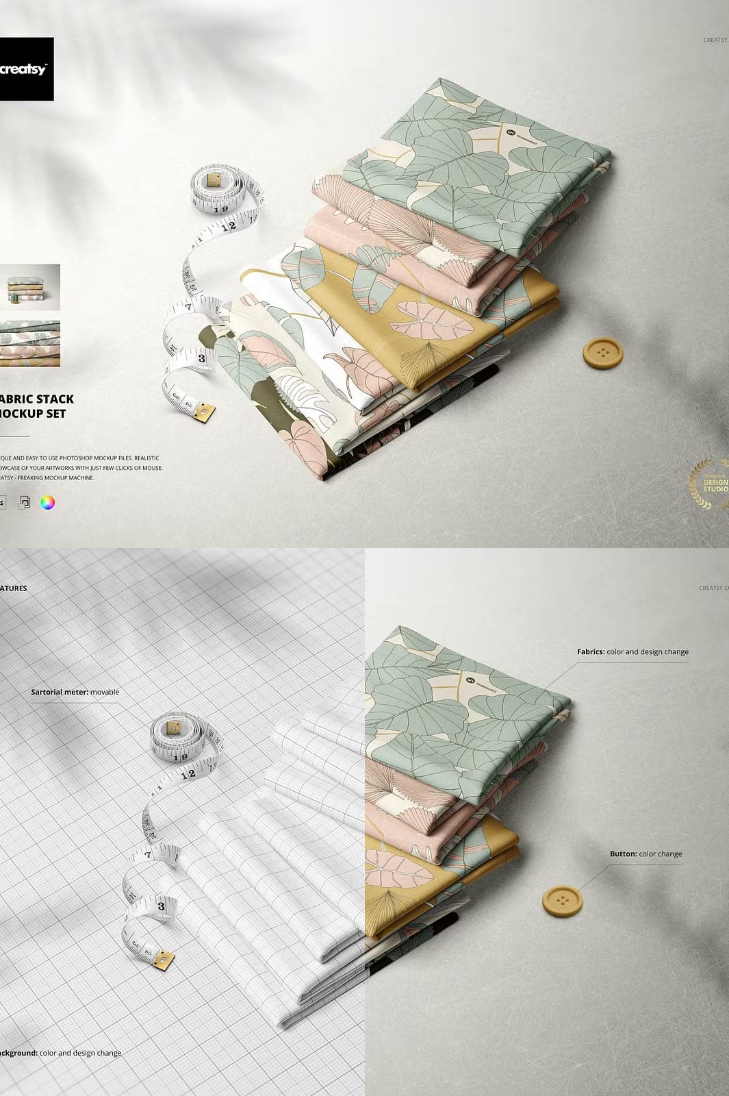 Fabric Stack Mockup Set - The Danny - Mockup Design Resources