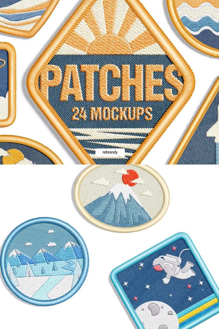 Embroidery Effect Patch Mockups Set - The Danny - Mockup Design Resources