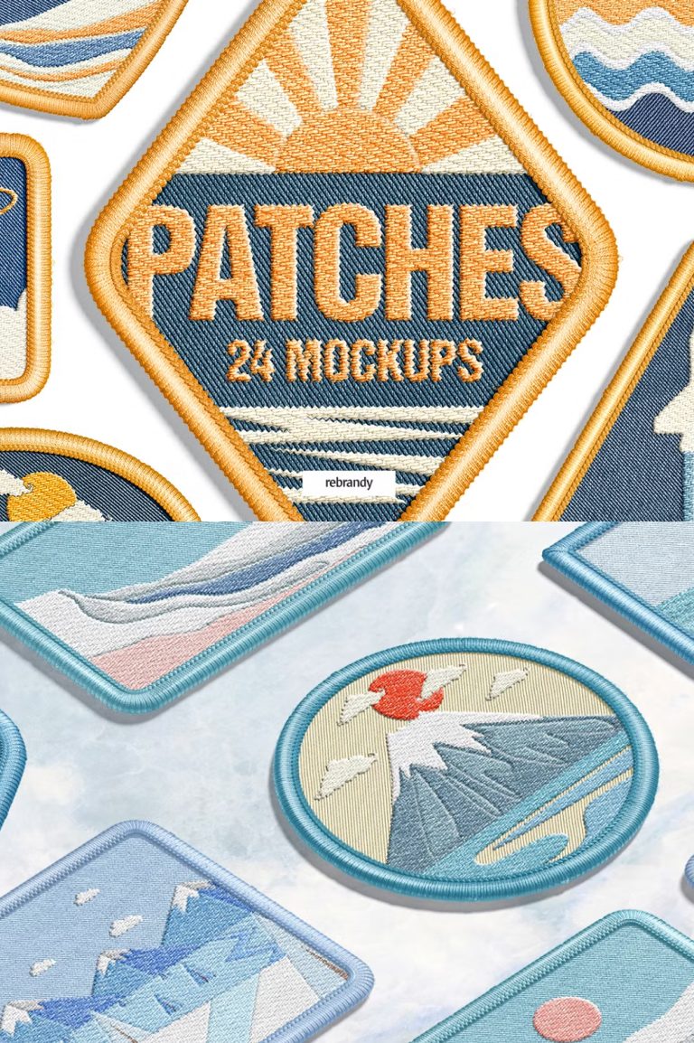 Embroidery Effect Patch Mockups Set - The Danny - Mockup Design Resources