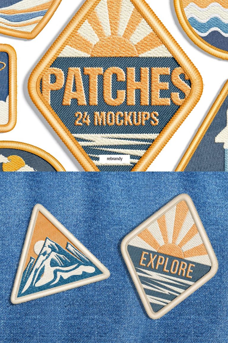 Embroidery Effect Patch Mockups Set - The Danny - Mockup Design Resources