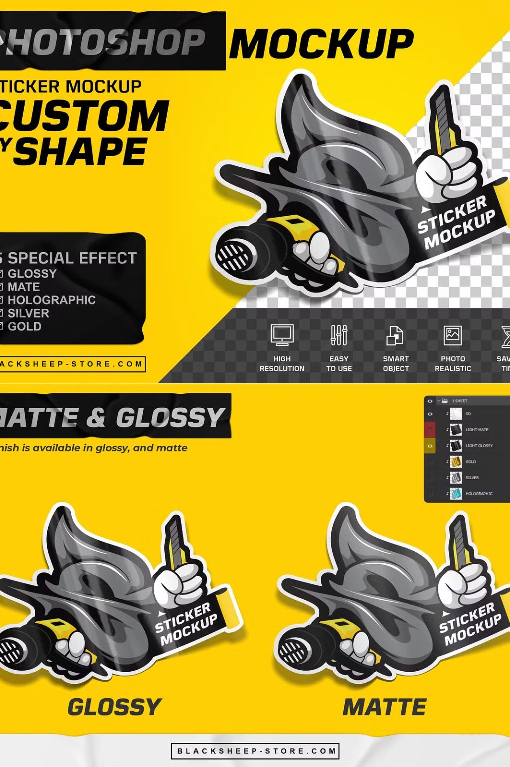 Custom shape Vinyl Sticker Mockup - The Danny - Mockup Design Resources