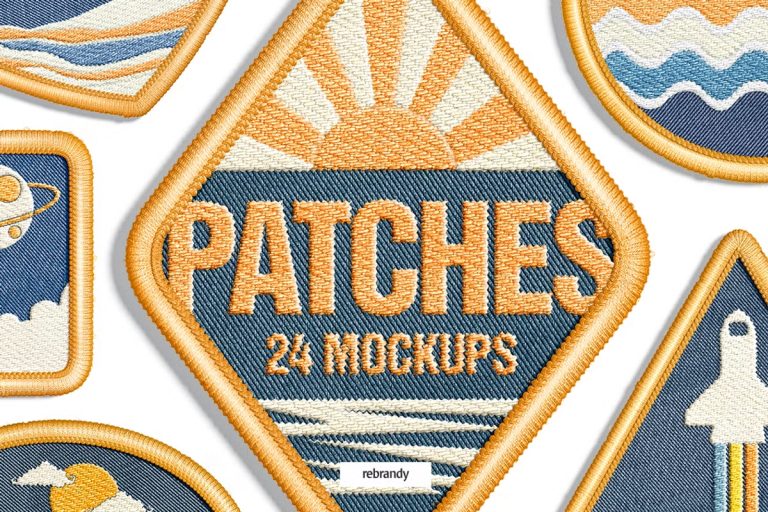 Embroidery Effect Patch Mockups Set - The Danny - Mockup Design Resources
