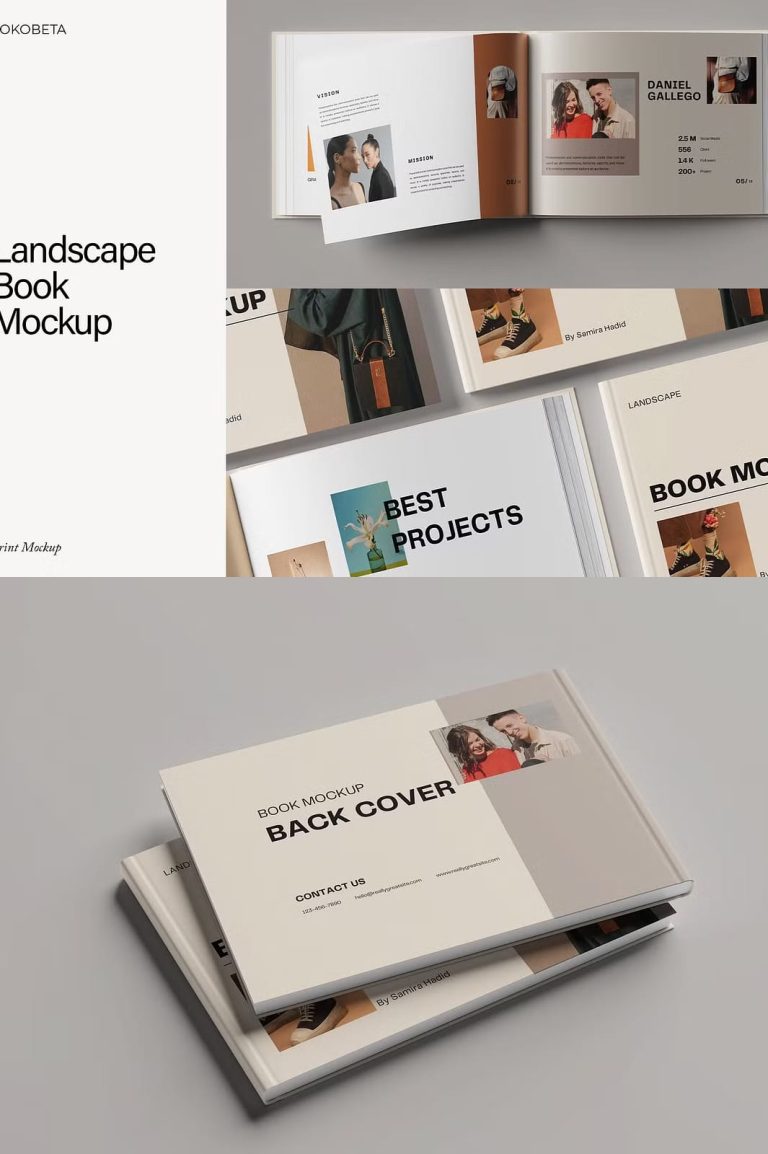 Landscape Book Mockup - The Danny - Mockup Design Resources