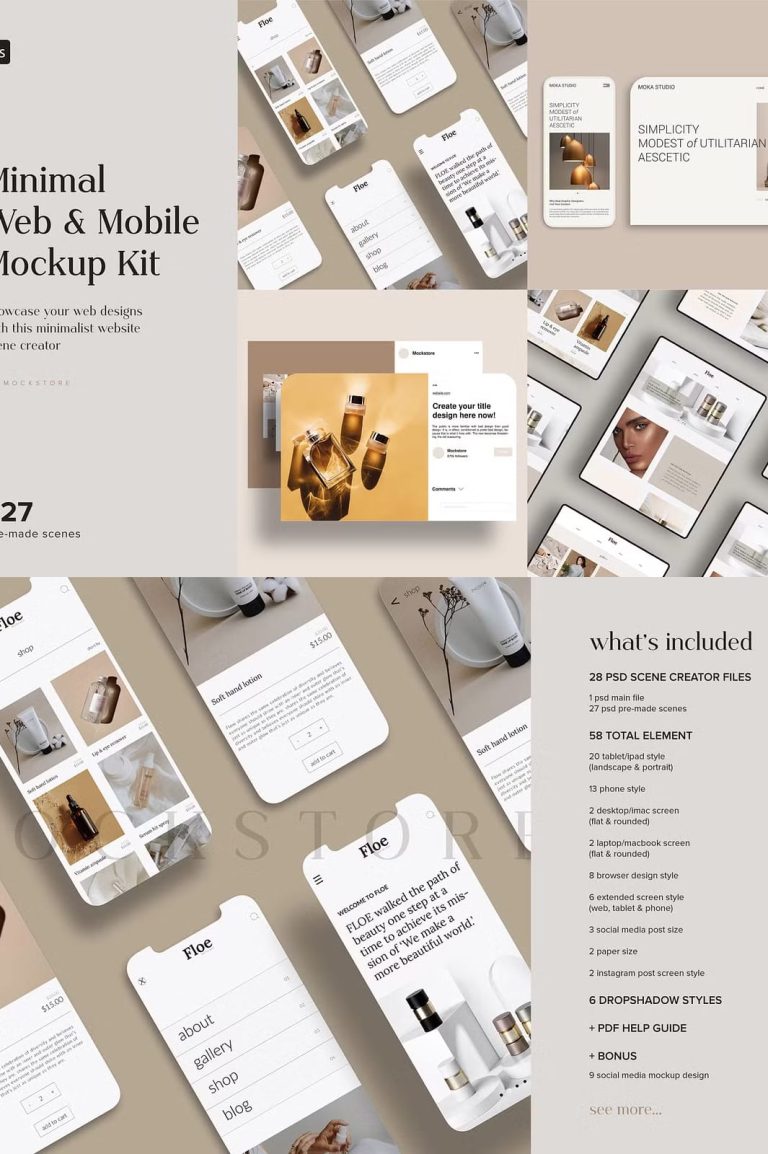 Minimal Web & Mobile Mockup Kit - The Danny - Mockup Design Resources