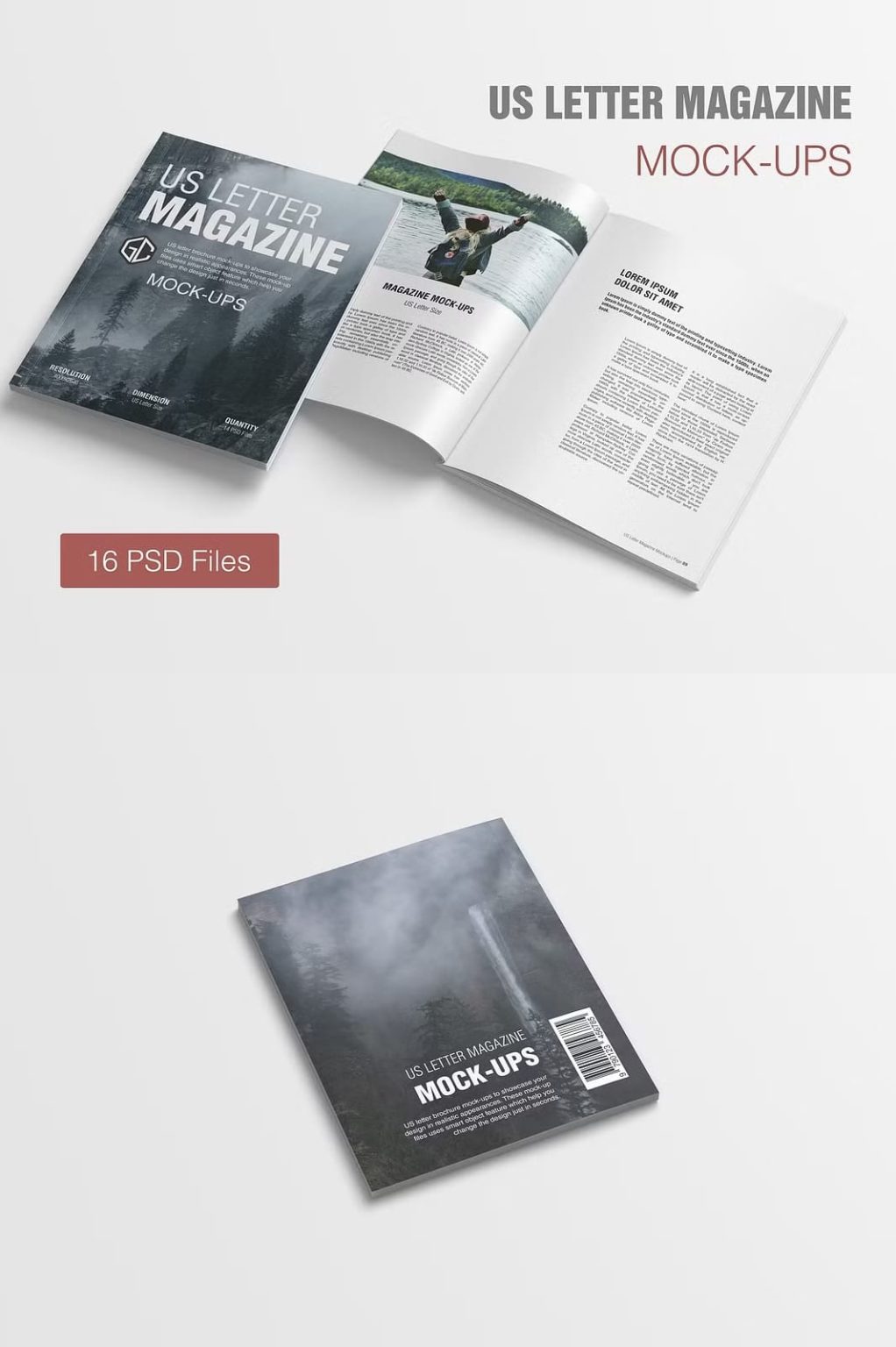 US Letter Magazine Mockup - The Danny - Mockup Design Resources