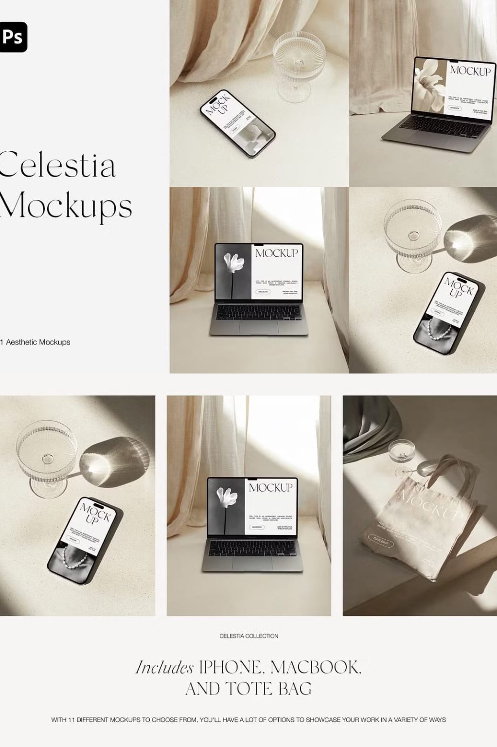 iPhone MacBook Tote Bag Mockups - The Danny - Mockup Design Resources