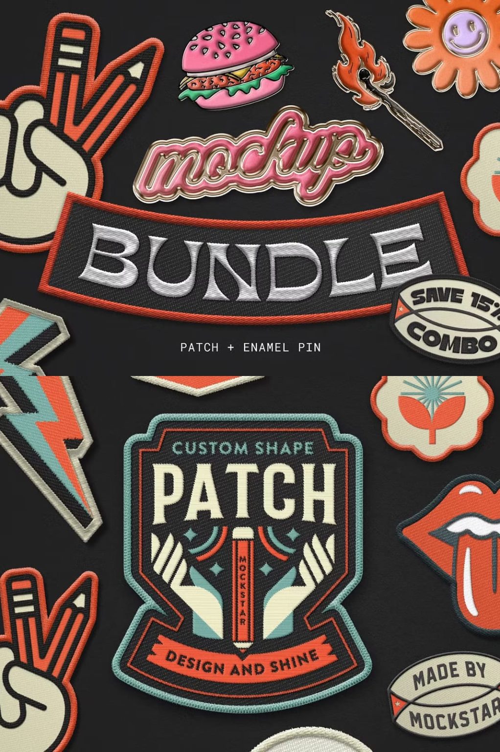 Patch and Pin Mockup Combo - The Danny - Mockup Design Resources