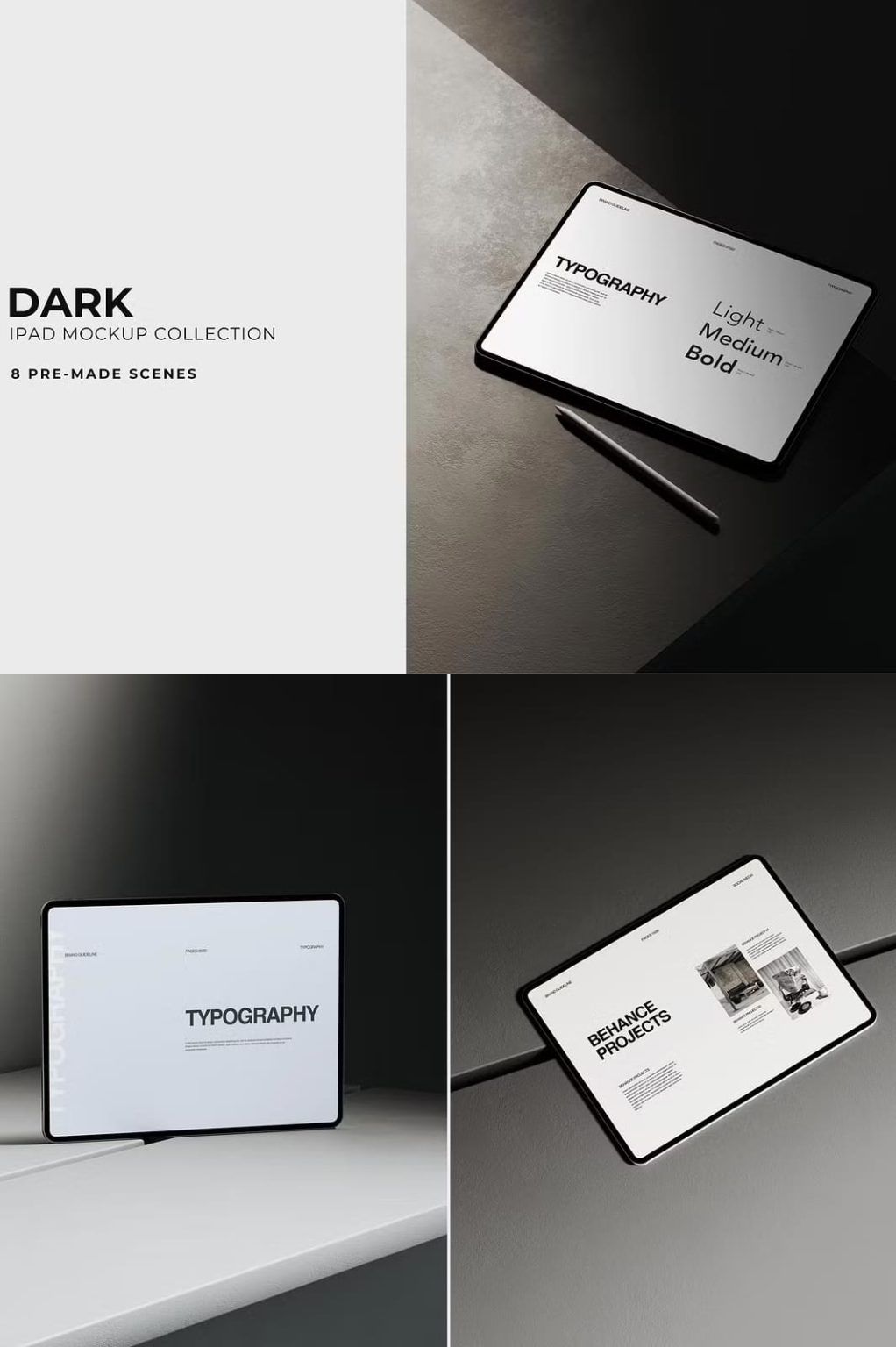 Dark iPad Mockup Collection - The Danny - Mockup Design Resources