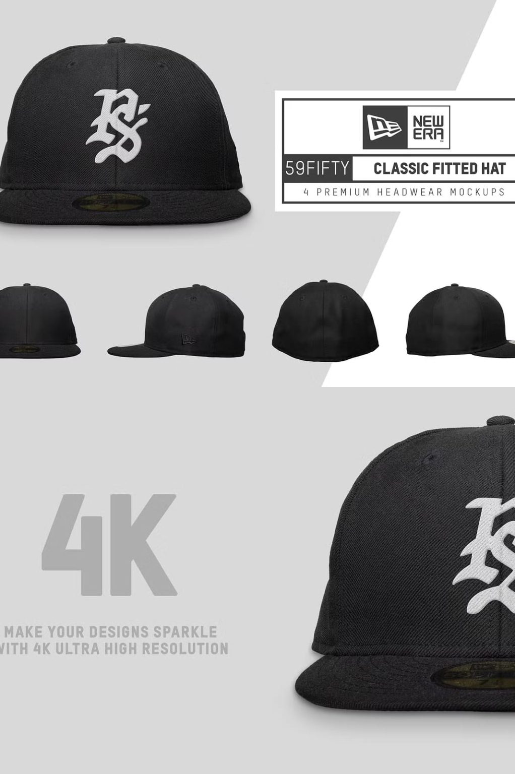 New Era 59Fifty Fitted Hat Mockups - The Danny - Mockup Design Resources