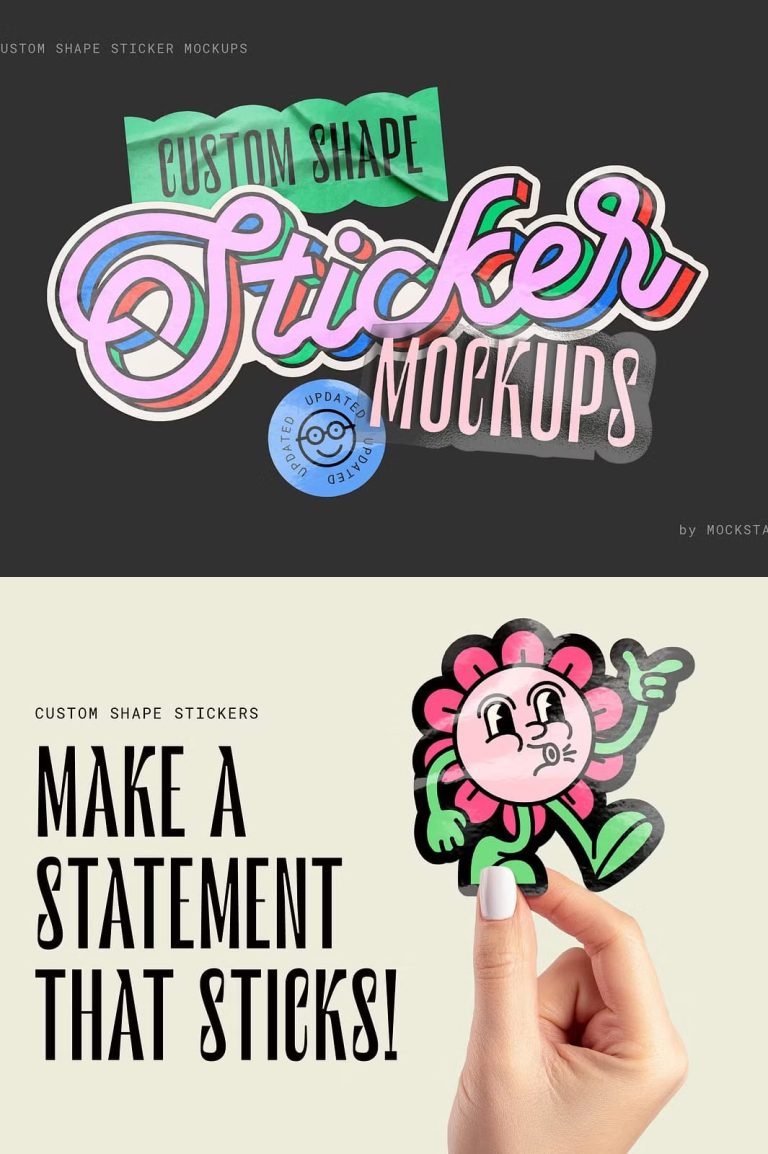 Custom Shape Sticker Mockup - The Danny - Mockup Design Resources