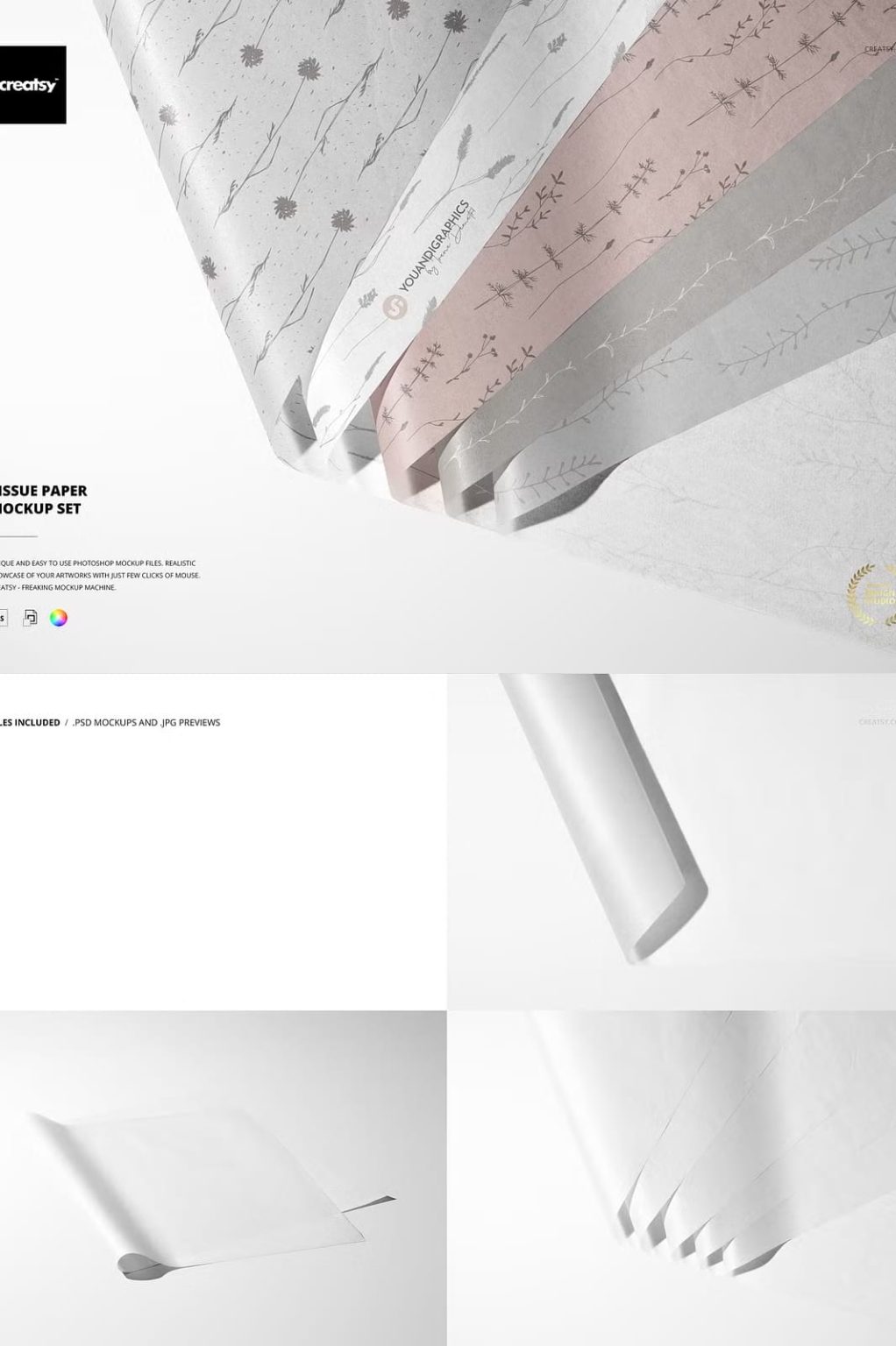 Tissue Paper Mockup Set - The Danny - Mockup Design Resources
