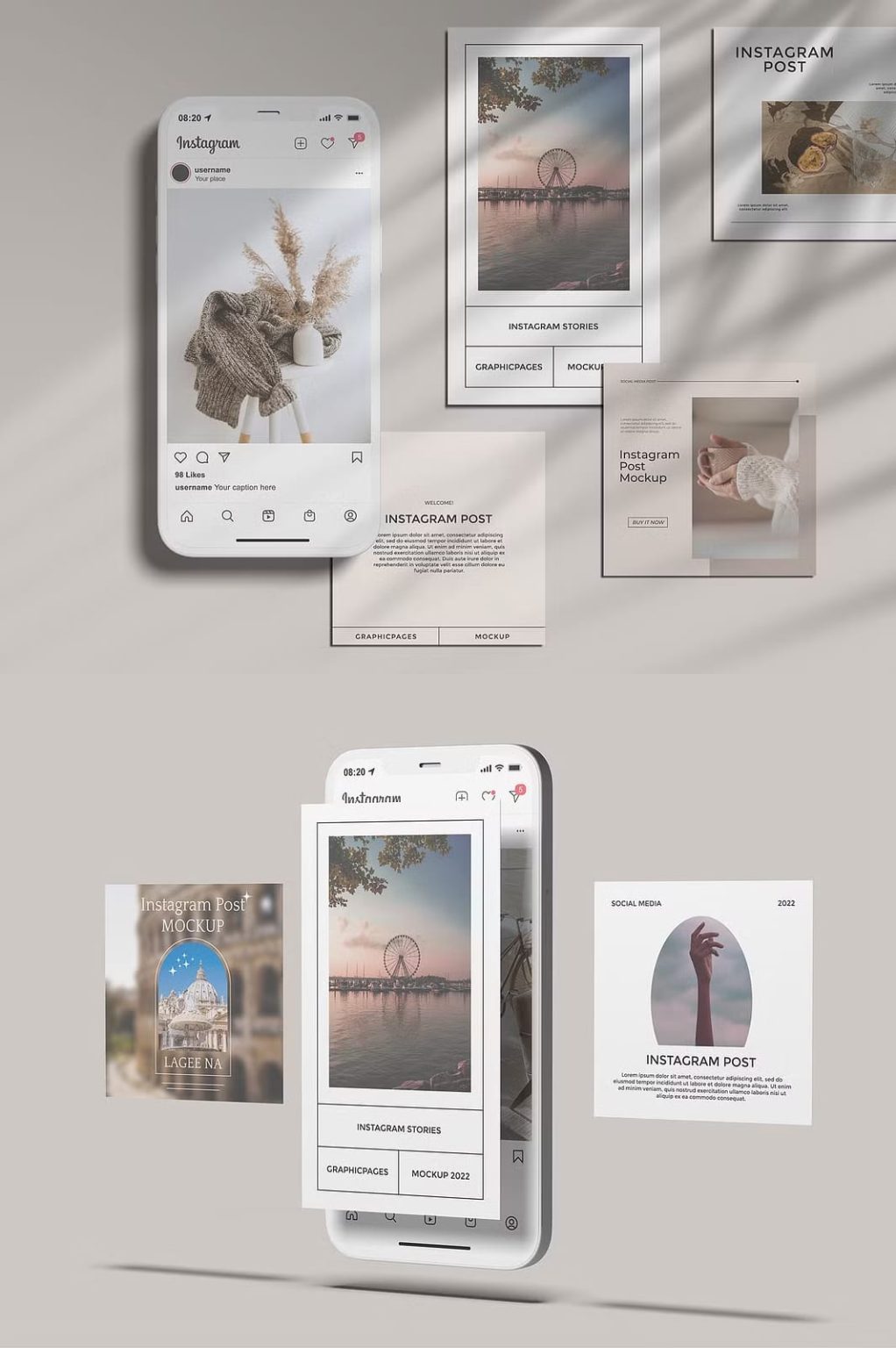 Instagram Stories and Posts Mockup - The Danny - Mockup Design Resources