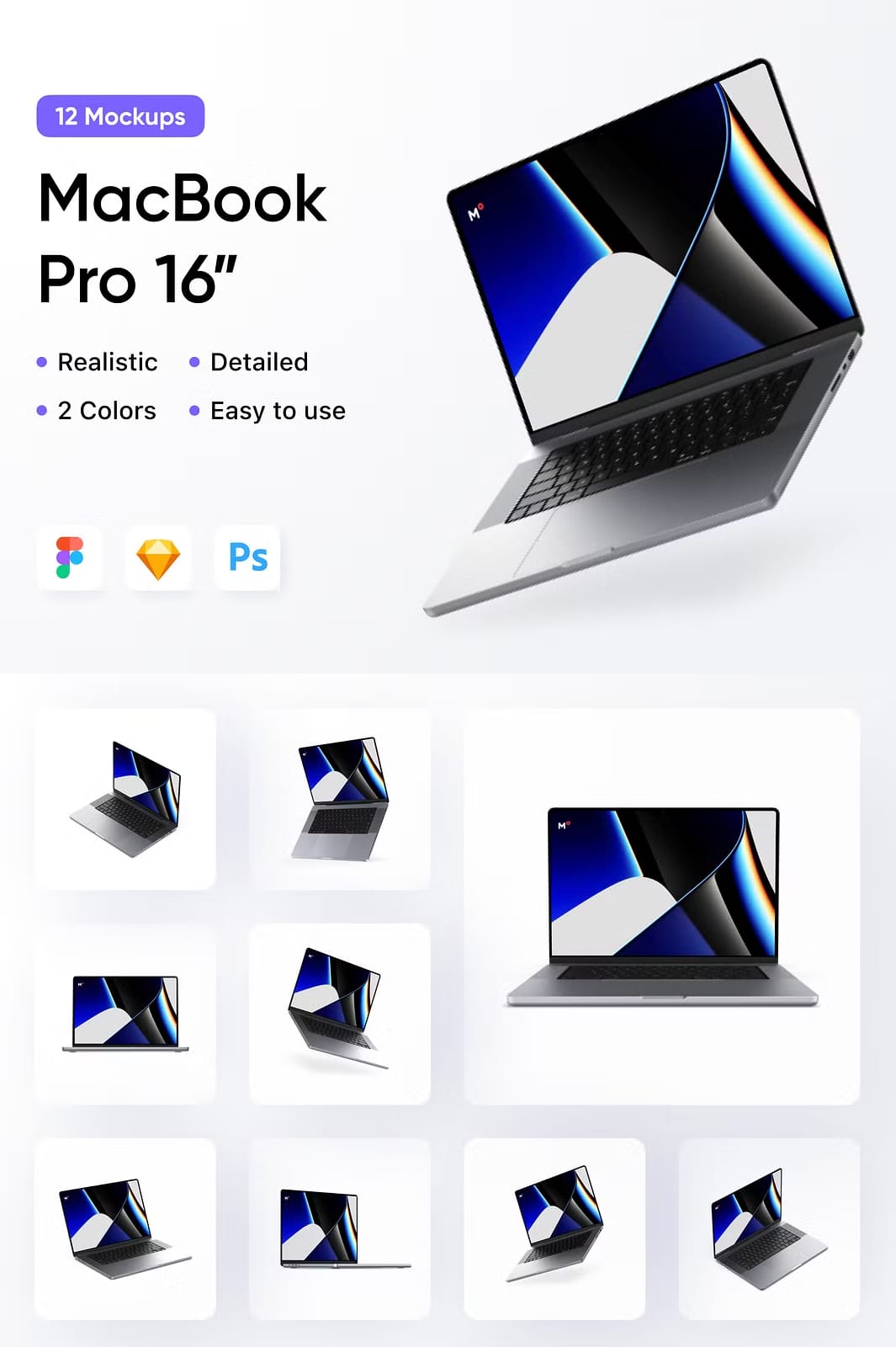 12 MacBook Pro 16" Mockups Scenes - The Danny - Mockup Design Resources