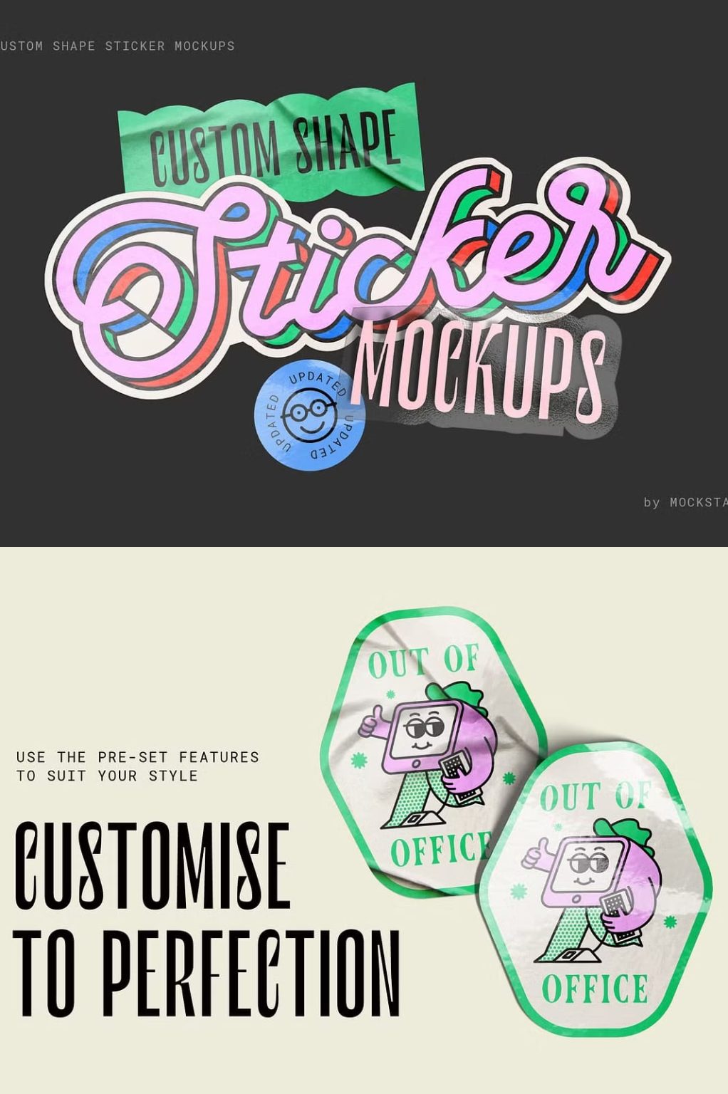 Custom Shape Sticker Mockup - The Danny - Mockup Design Resources