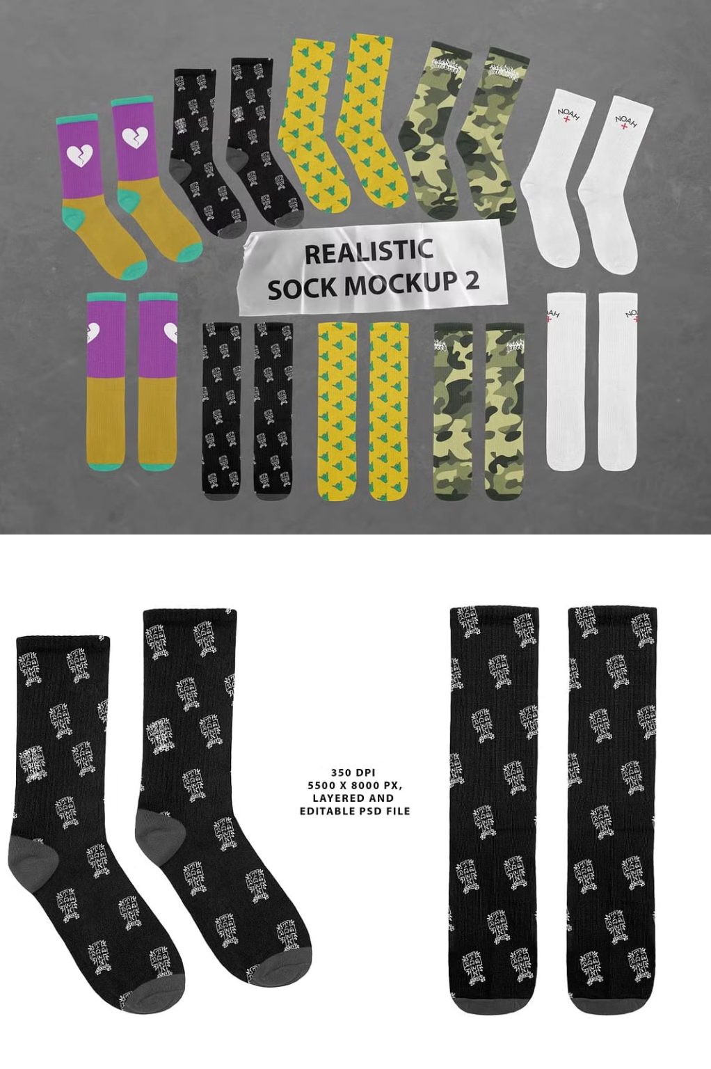 Realistic Sock Mockup 2 - The Danny - Mockup Design Resources