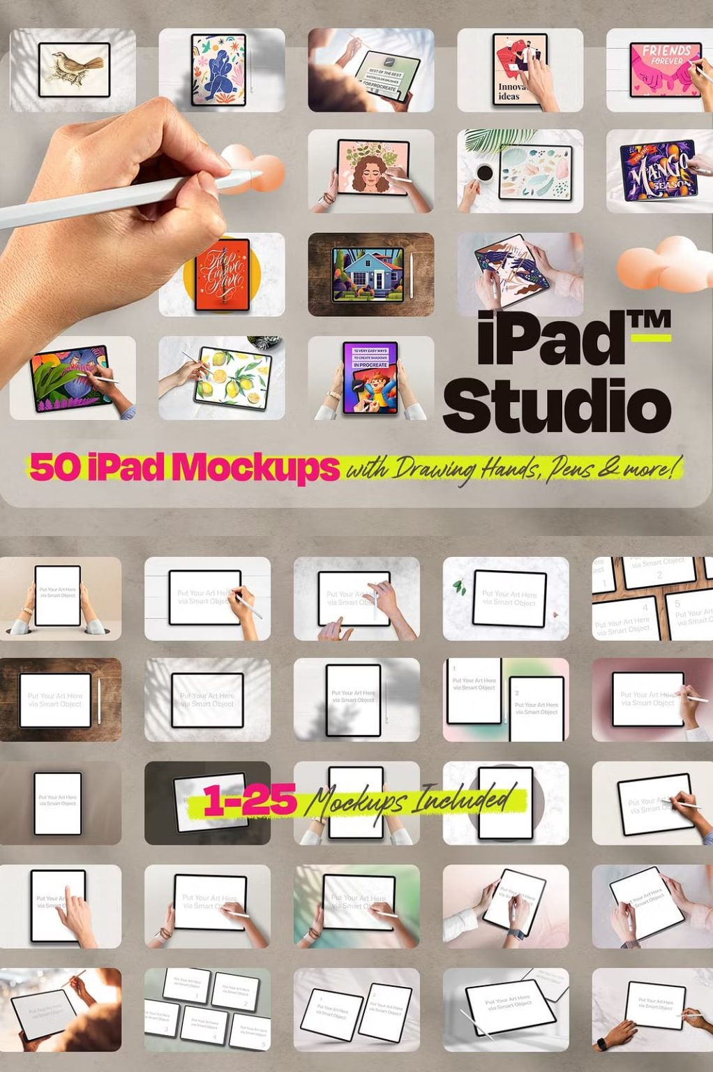iPad Studio — 50 Editable Mockups - The Danny - Mockup Design Resources