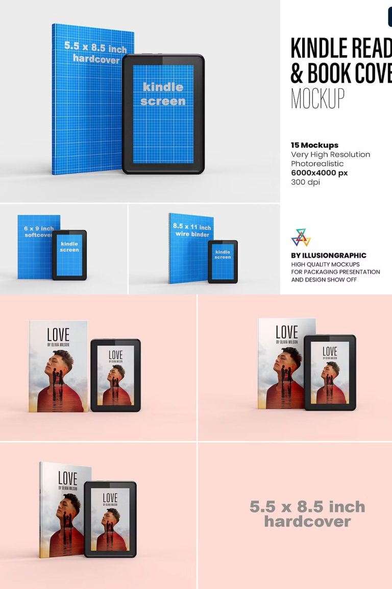 Kindle Reader & Book Cover Mockups - The Danny - Mockup Design Resources