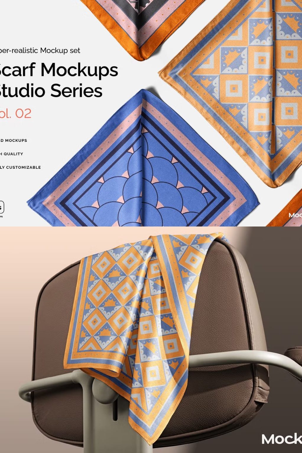 Silk Scarf Mockup - Studio Series 02 - The Danny - Mockup Design Resources