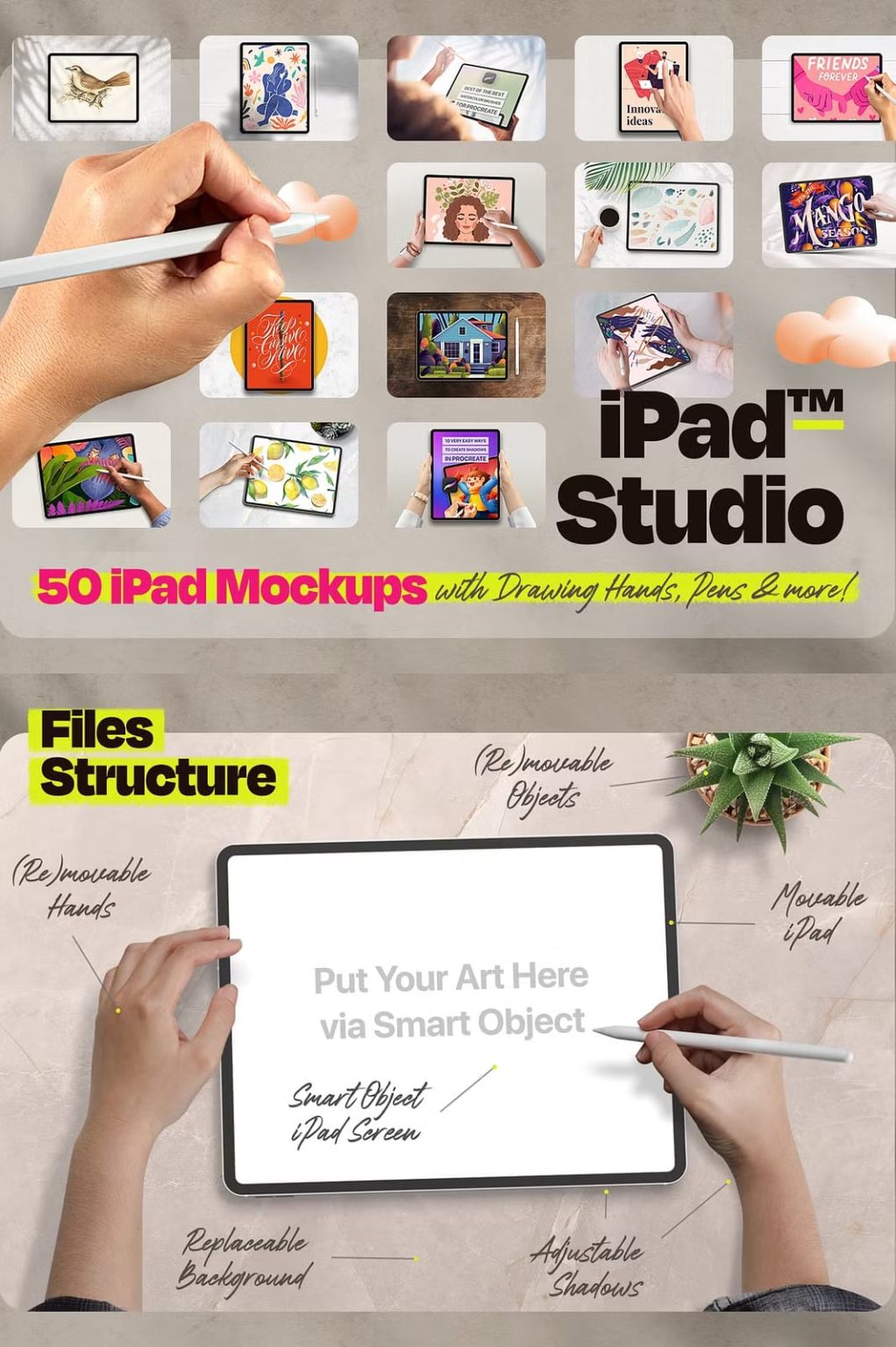 iPad Studio — 50 Editable Mockups - The Danny - Mockup Design Resources