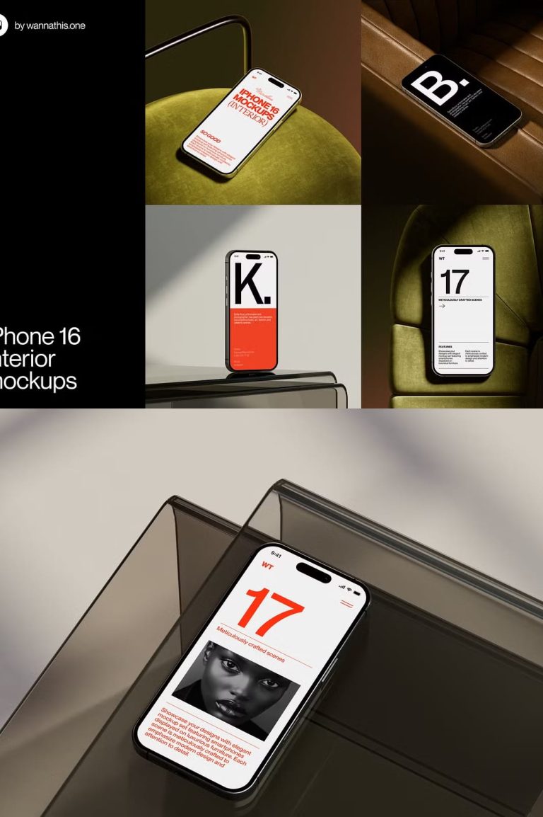 iPhone 16 Interior Mockups - The Danny - Mockup Design Resources