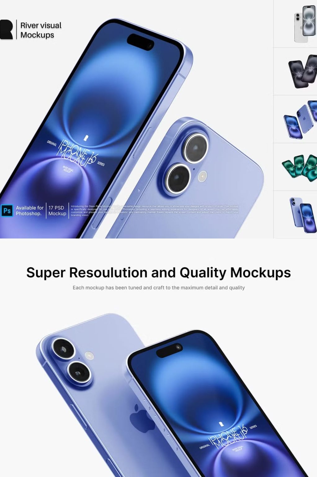 iPhone 16 Mockups 17 PSD - The Danny - Mockup Design Resources