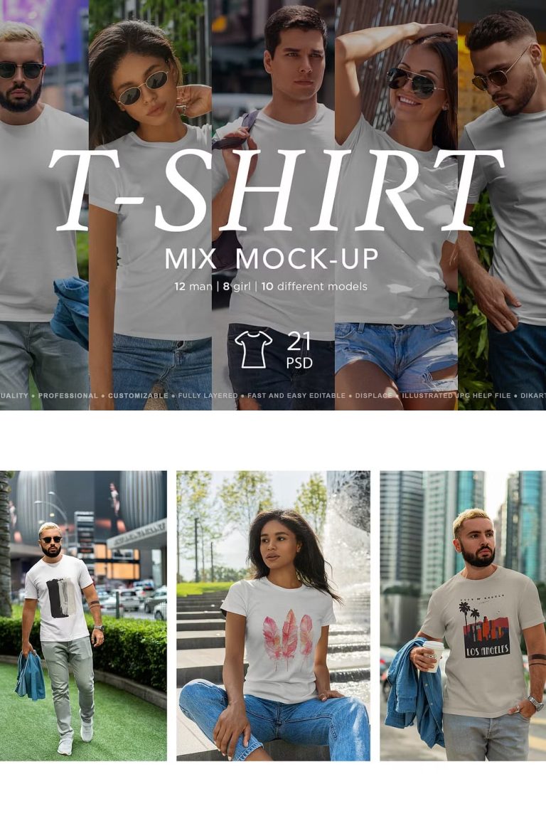 T-Shirt Mock-Up Mix Models - The Danny - Mockup Design Resources