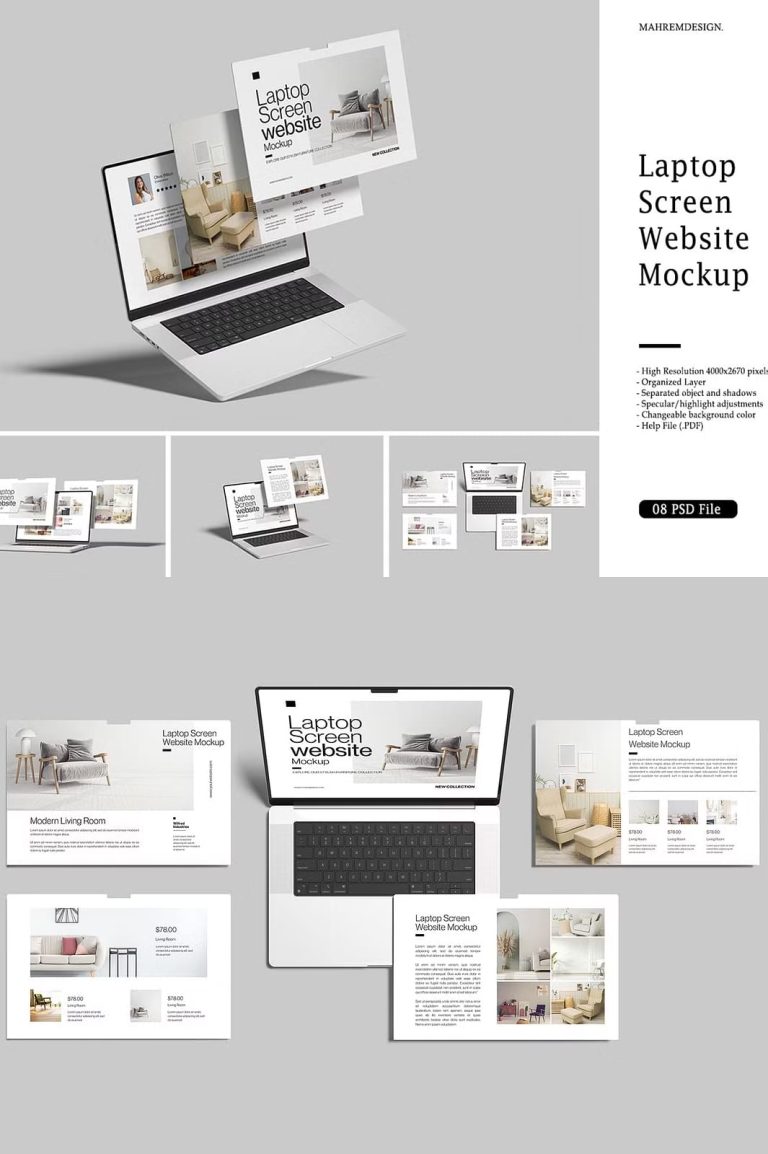 Laptop Screen Website Mockup - The Danny - Mockup Design Resources