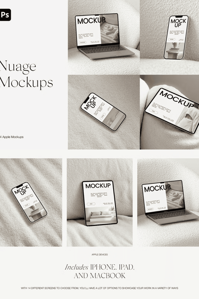 Apple Mockups | MacBook iPhone iPad - The Danny - Mockup Design Resources