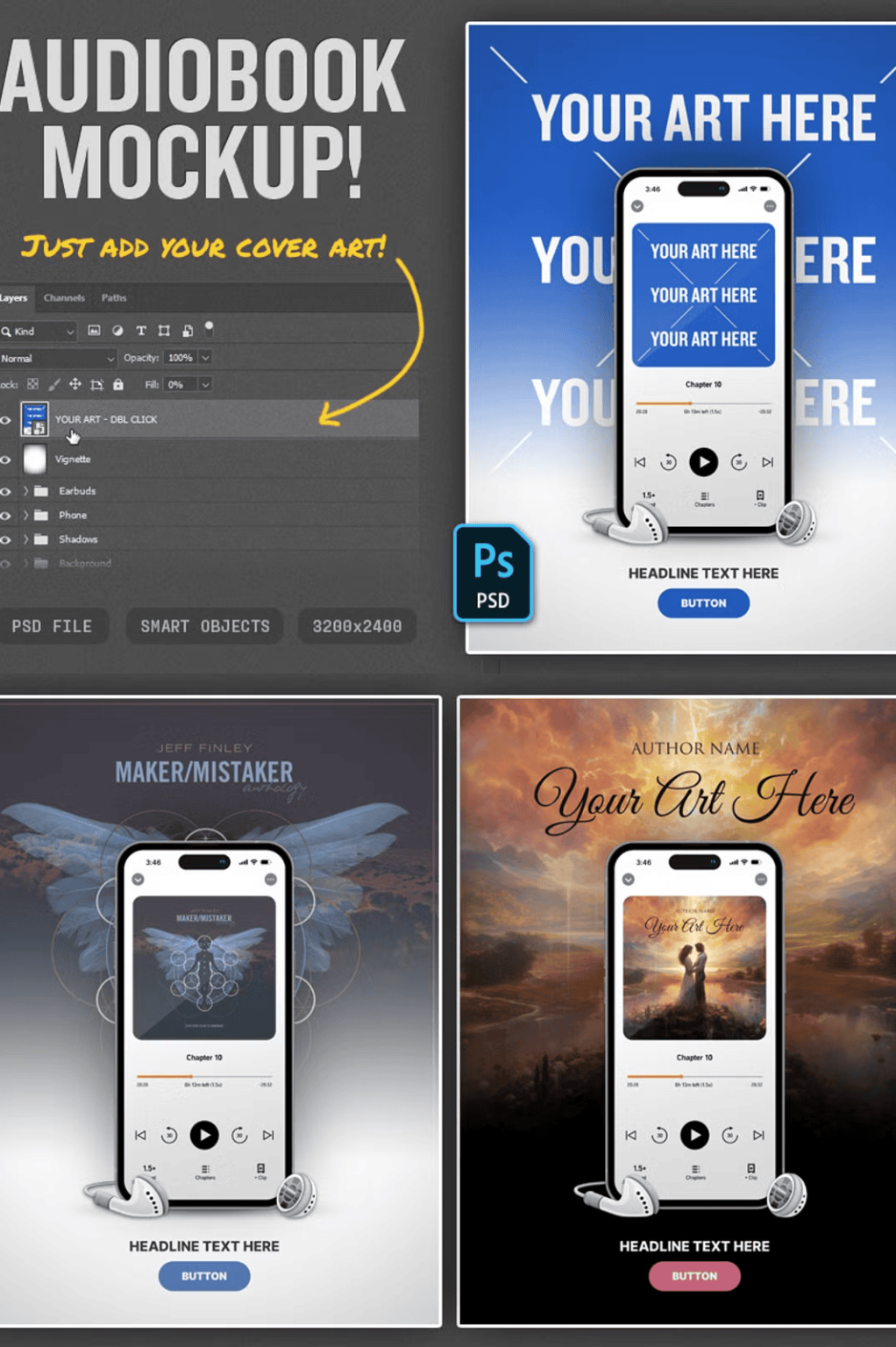Audiobook Mockup PSD Template - The Danny - Mockup Design Resources