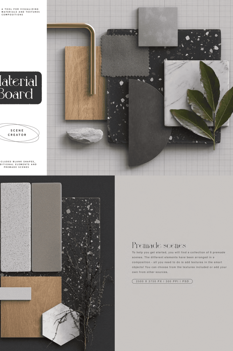 Material Board Scene Creator - The Danny - Mockup Design Resources