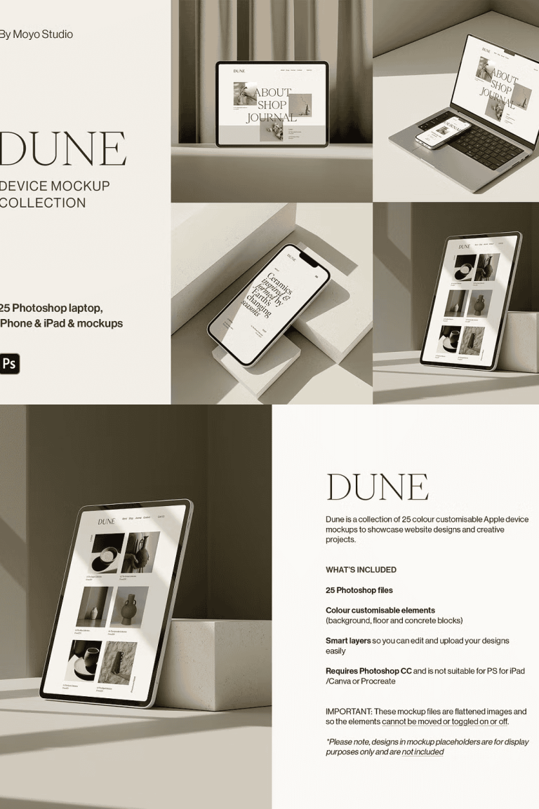 25 Color Customizable Device Mockups - The Danny - Mockup Design Resources