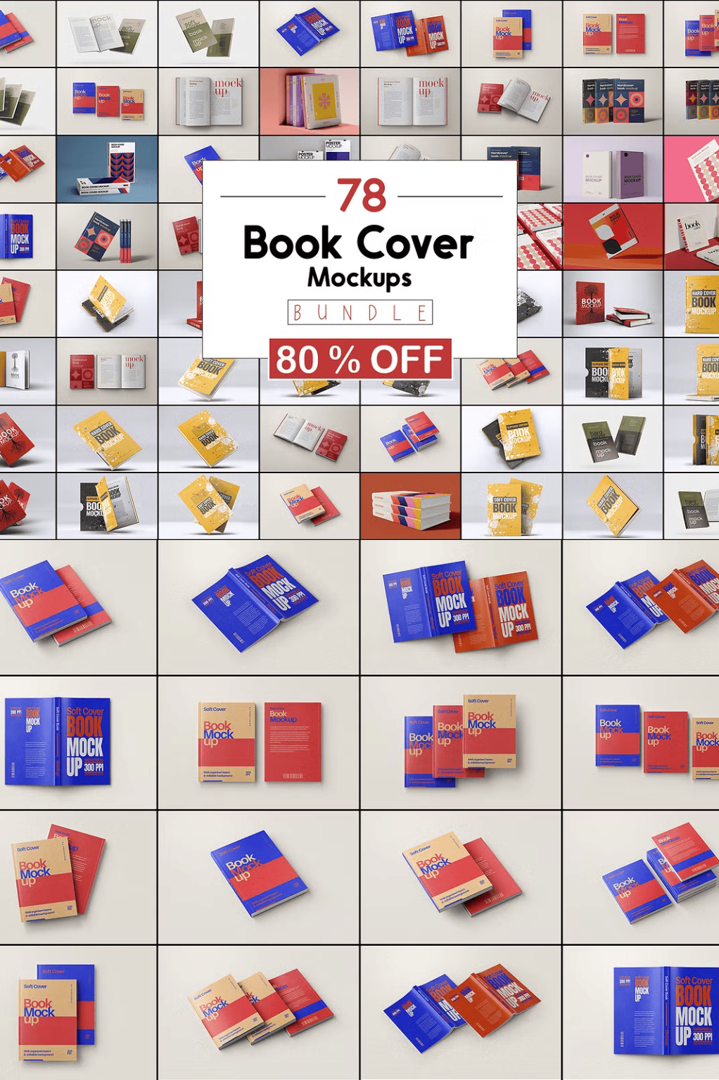 78 BOOK COVER MOCKUPS BUNDLE - The Danny - Mockup Design Resources