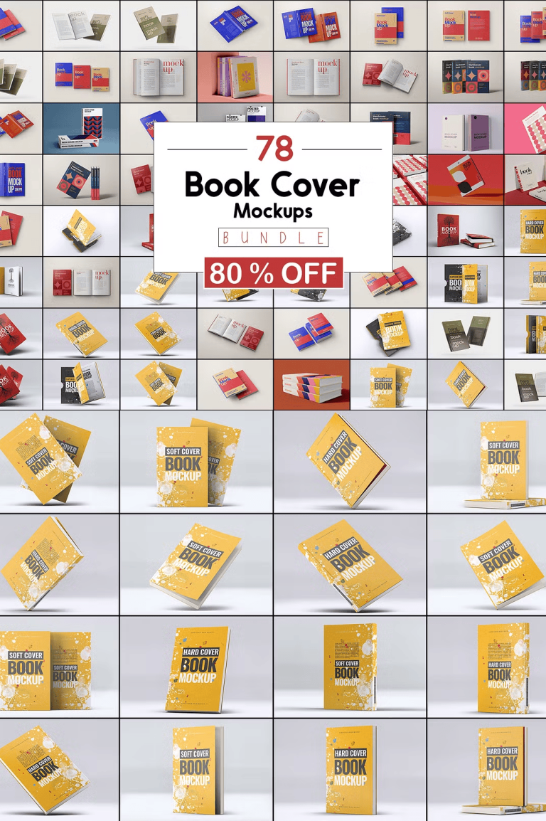 78 BOOK COVER MOCKUPS BUNDLE - The Danny - Mockup Design Resources