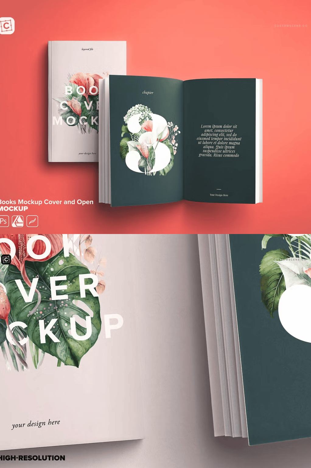 Books Mockup Cover and Open - The Danny - Mockup Design Resources