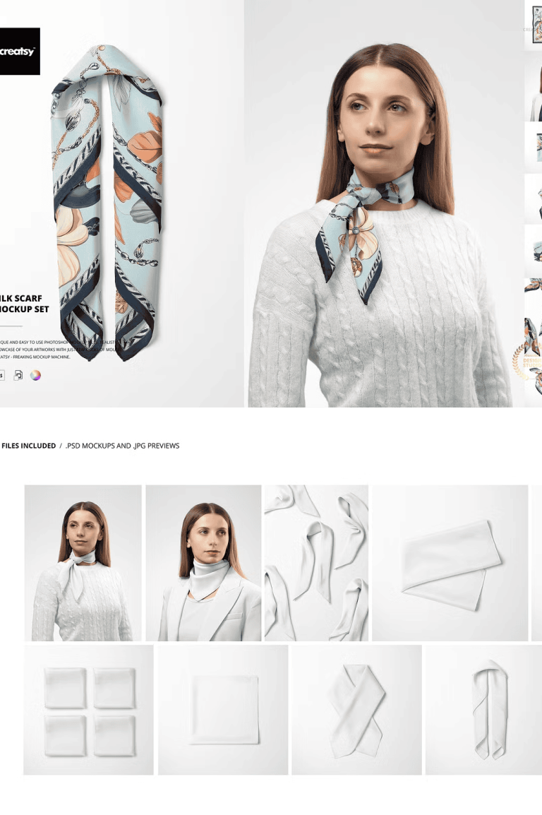 Silk Scarf Mockup Set - The Danny - Mockup Design Resources