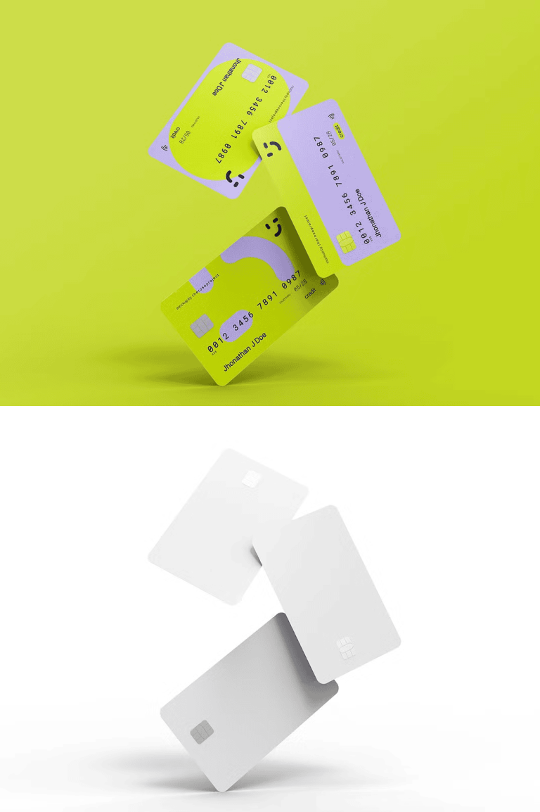 3D Floating Credit Cards Mockup - The Danny - Mockup Design Resources