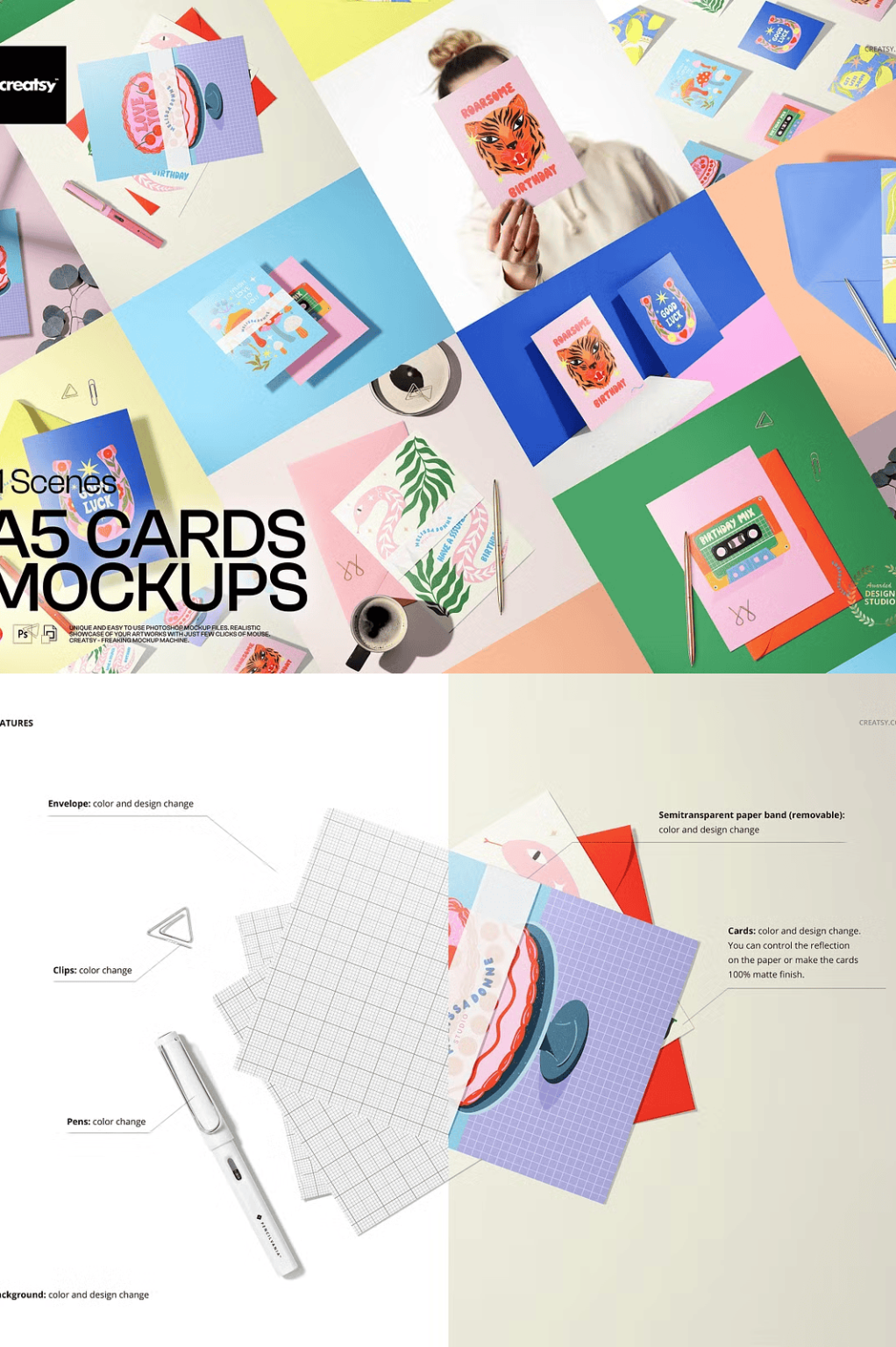 A5 Cards Mockup Set - The Danny - Mockup Design Resources