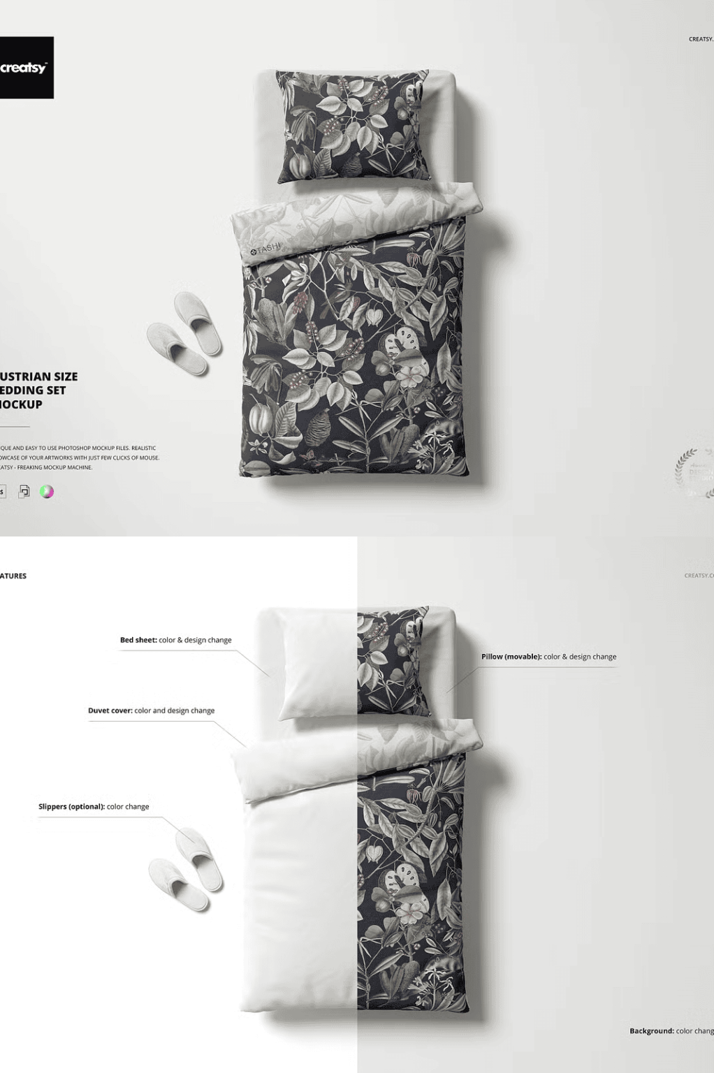 Austrian Size Bedding Set Mockup - The Danny - Mockup Design Resources