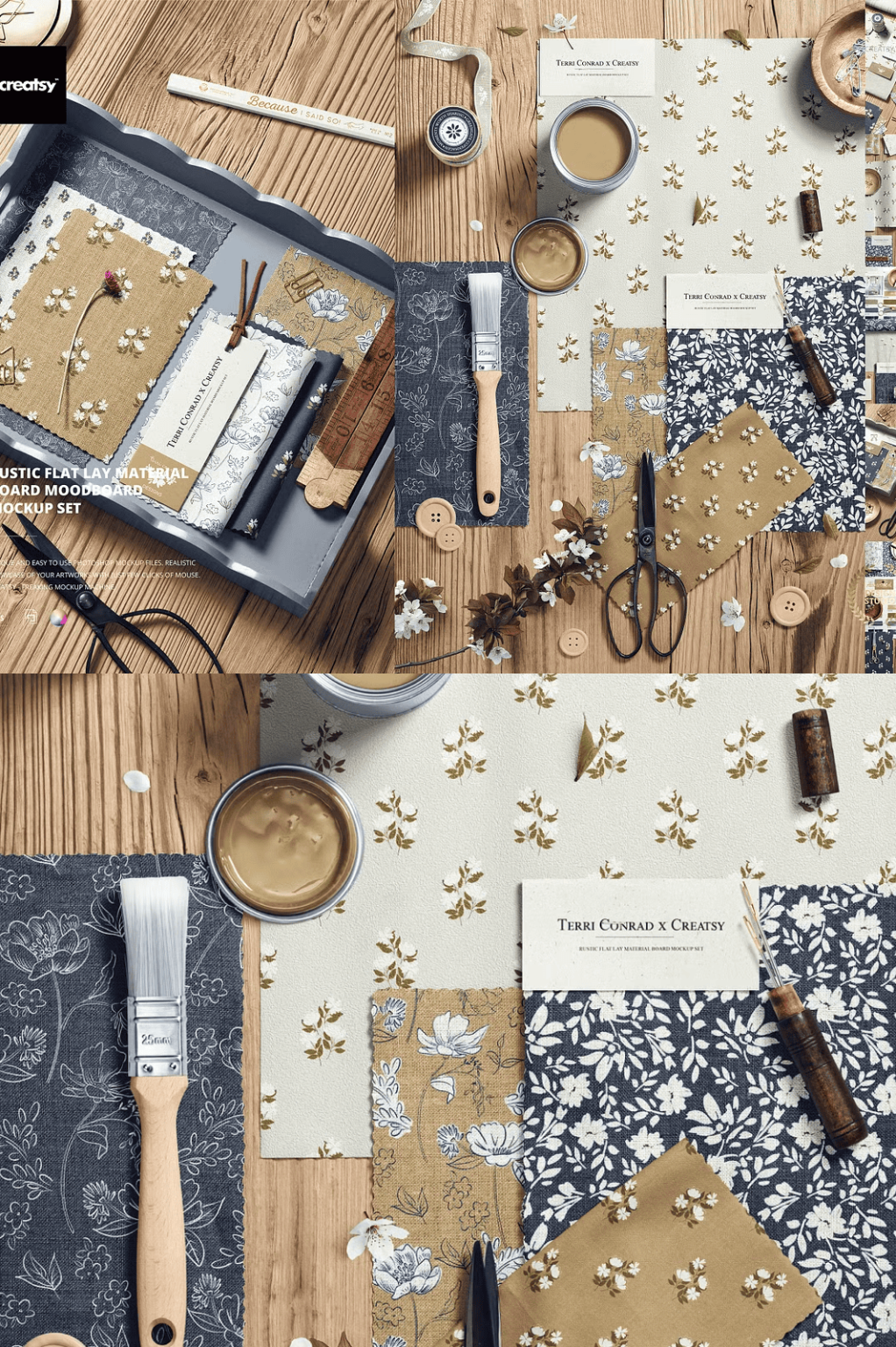 Flat Lay Material Board Mockup - The Danny - Mockup Design Resources
