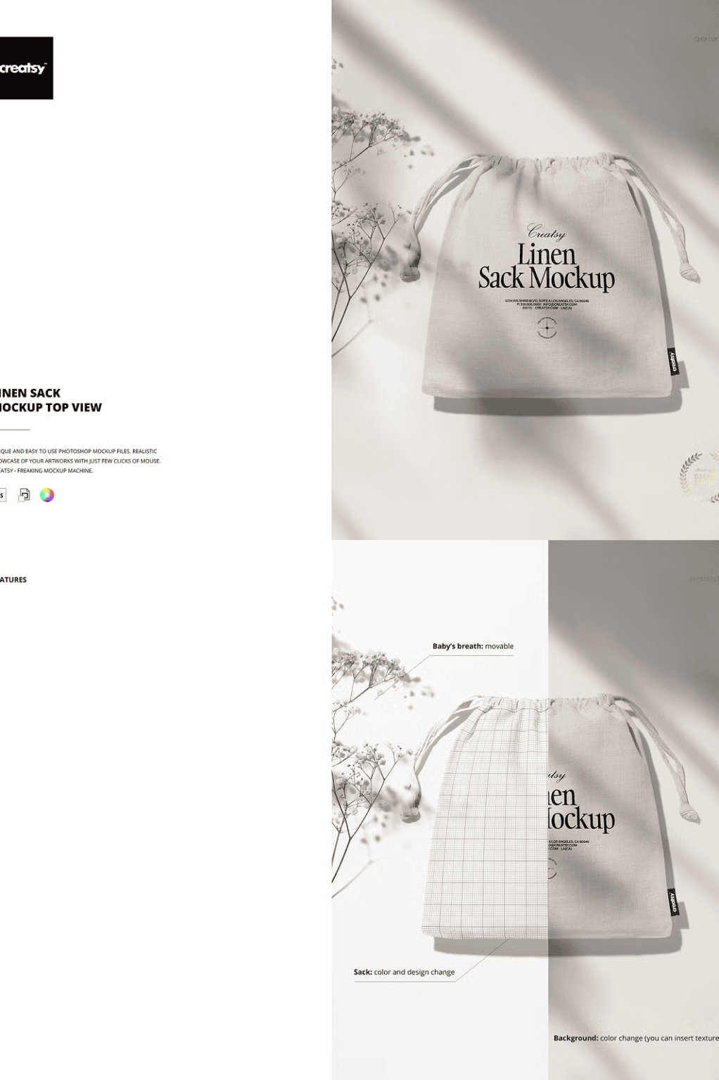 Linen Sack Mockup Top View - The Danny - Mockup Design Resources