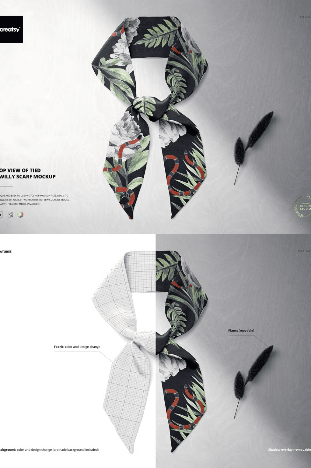 Top View of Tied Twilly Scarf Mockup - The Danny - Mockup Design Resources