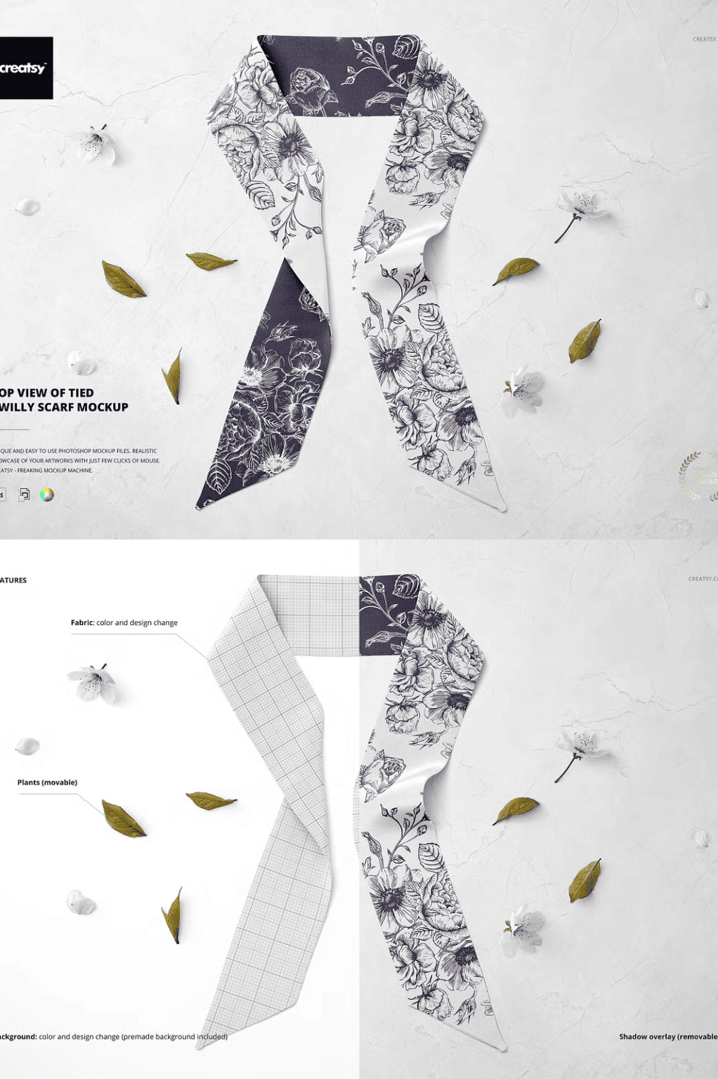 Top View of Twilly Scarf Mockup - The Danny - Mockup Design Resources