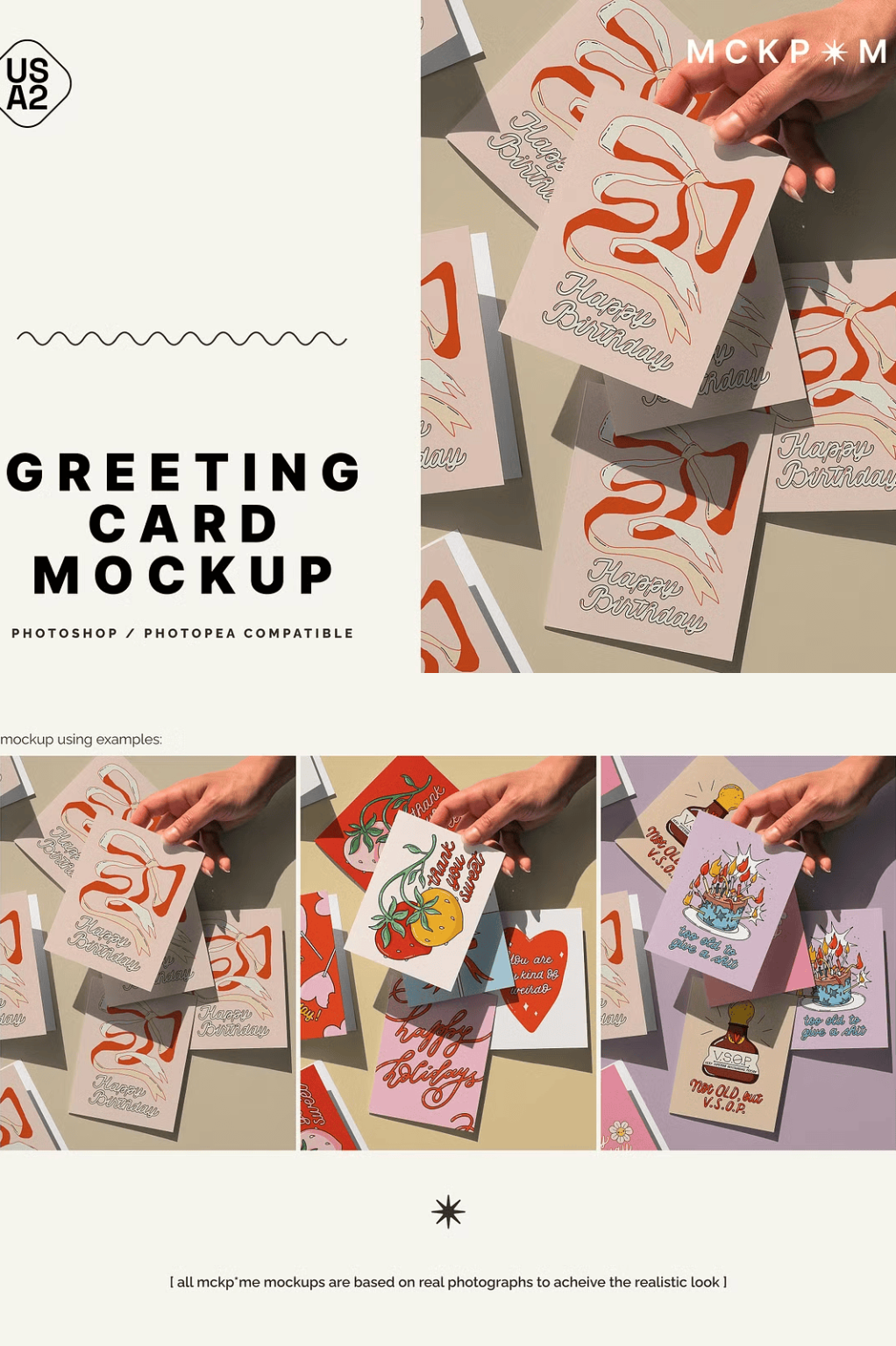 US A2 Many Greeting Cards Mockup - The Danny - Mockup Design Resources