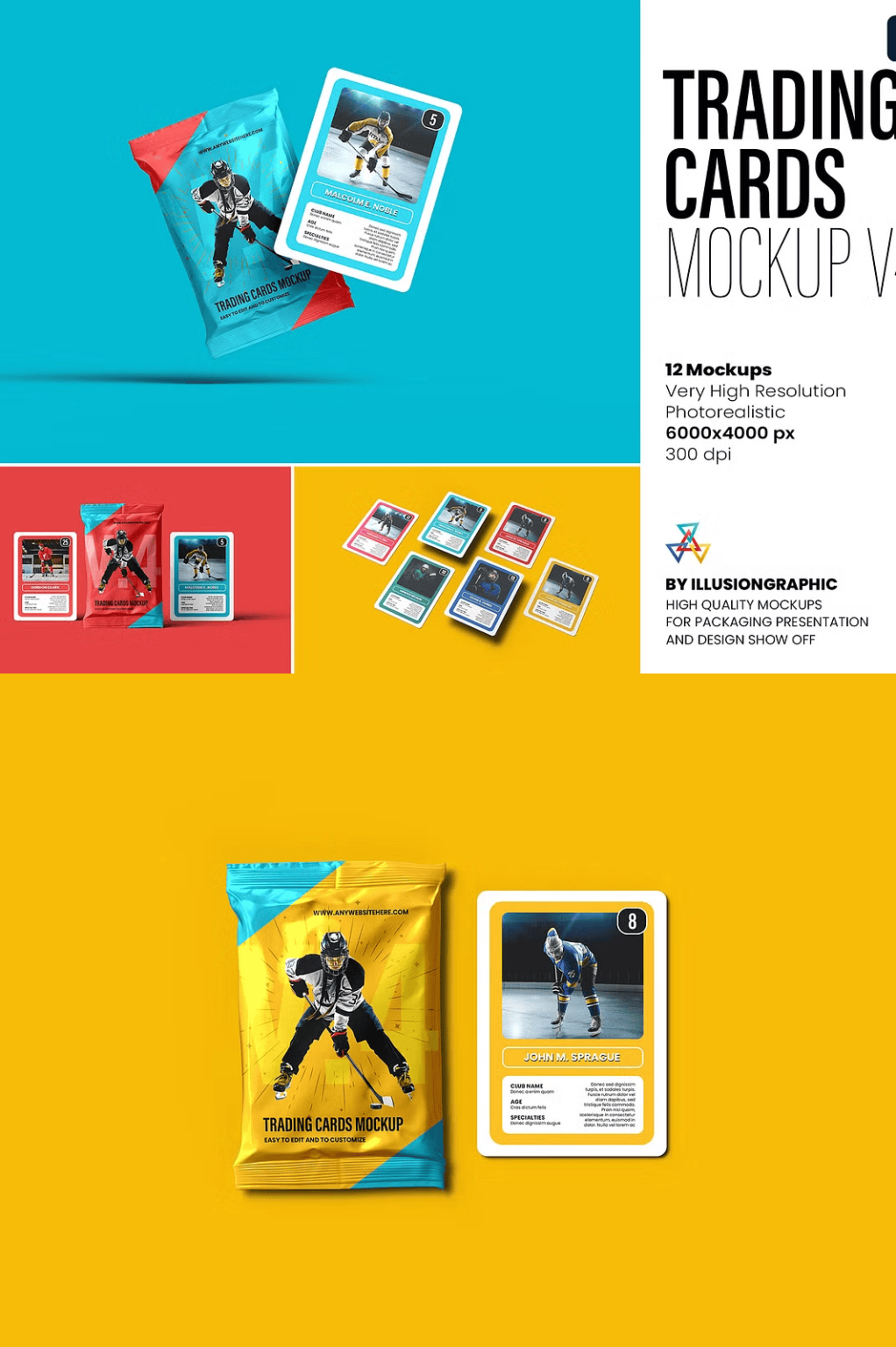 Trading Cards Mockup v.4 - 12 Views - The Danny - Mockup Design Resources