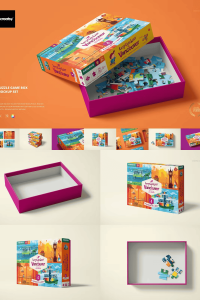 Puzzle Game Box Mockup Set - The Danny - Mockup Design Resources