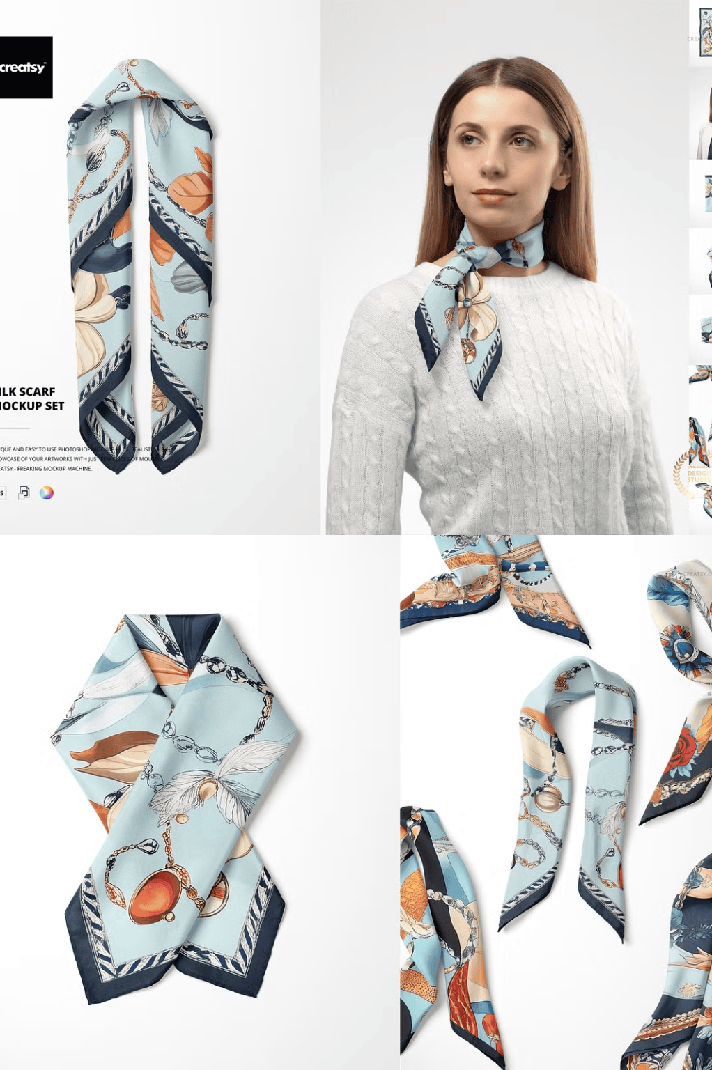 Silk Scarf Mockup Set - The Danny - Mockup Design Resources