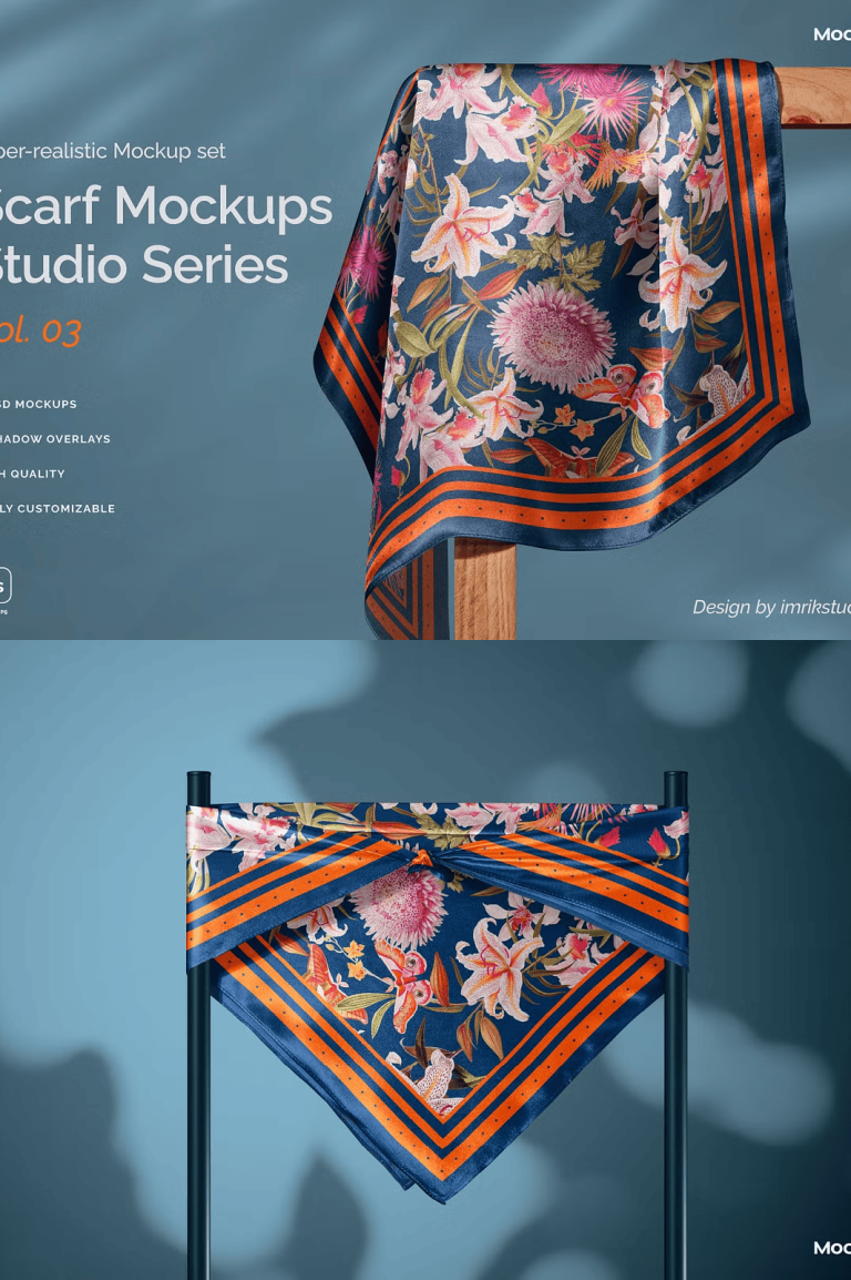 Silk Scarf Mockup - Studio Series 03 - The Danny - Mockup Design Resources